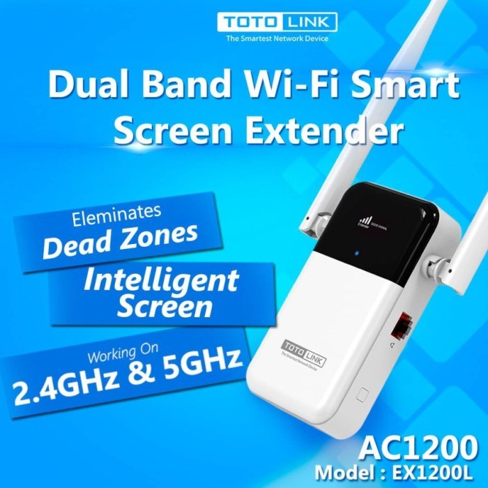 Jual EXTENDER Totolink EX1200L Smart Screen Extender Dual BAND 2.4G/5G ...