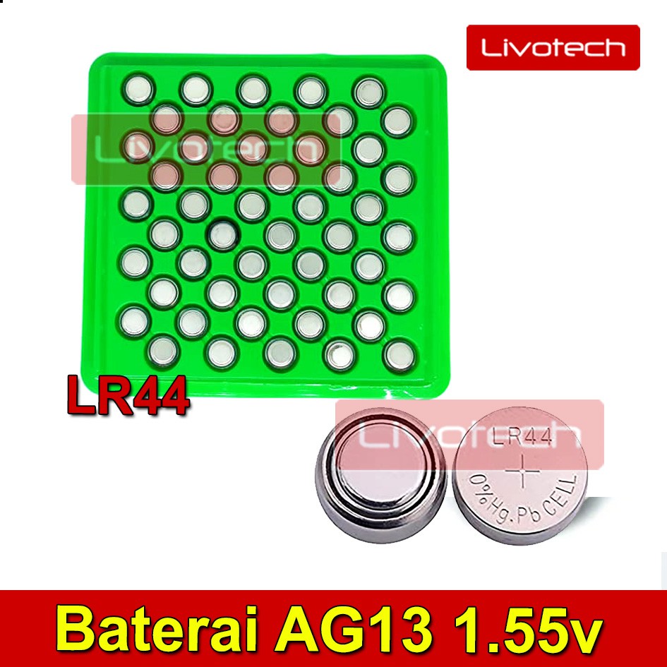Jual BATERAI AG13 LR44 minimal 50pcs Batu Batre kancing Button Cell Battery AG-13 1.55V BULK ...