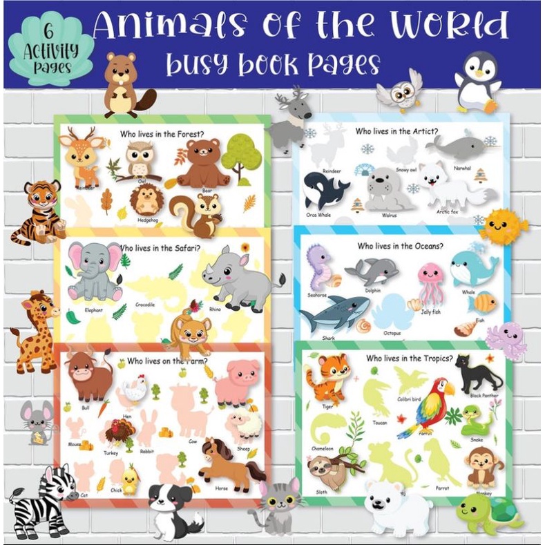 Jual Animals of the world Busy Book / Activity Card Animals for ...