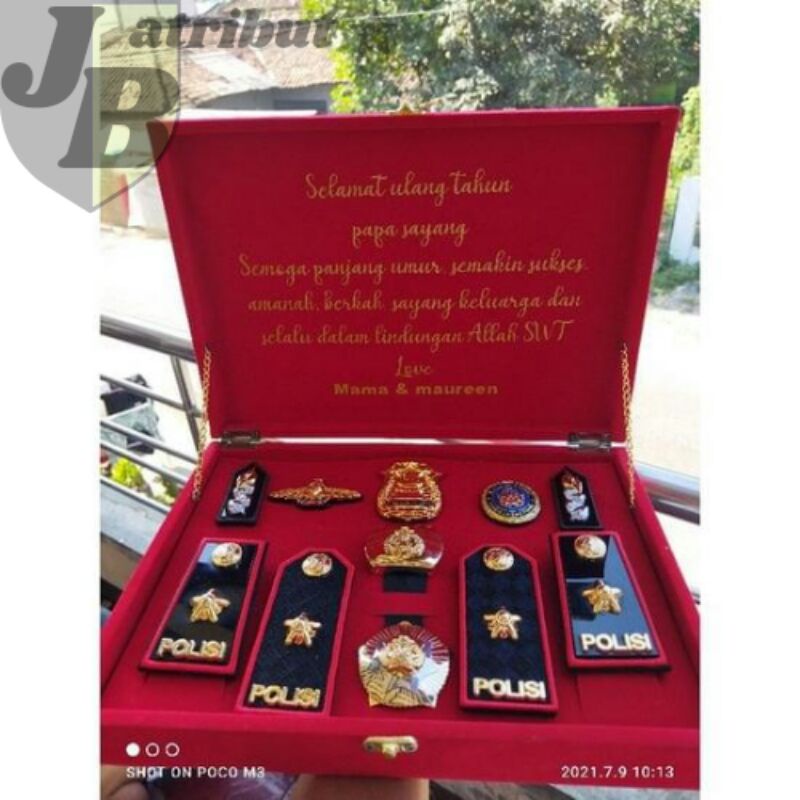 Jual pangkat kompol polisi PDH PDU box set lis bordir merah custom ...