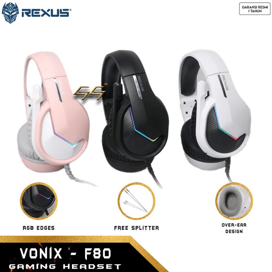 Jual Headset Gaming Over-Ear RGB Rexus Vonix F80 F-80 F 80 Overear RGB ...