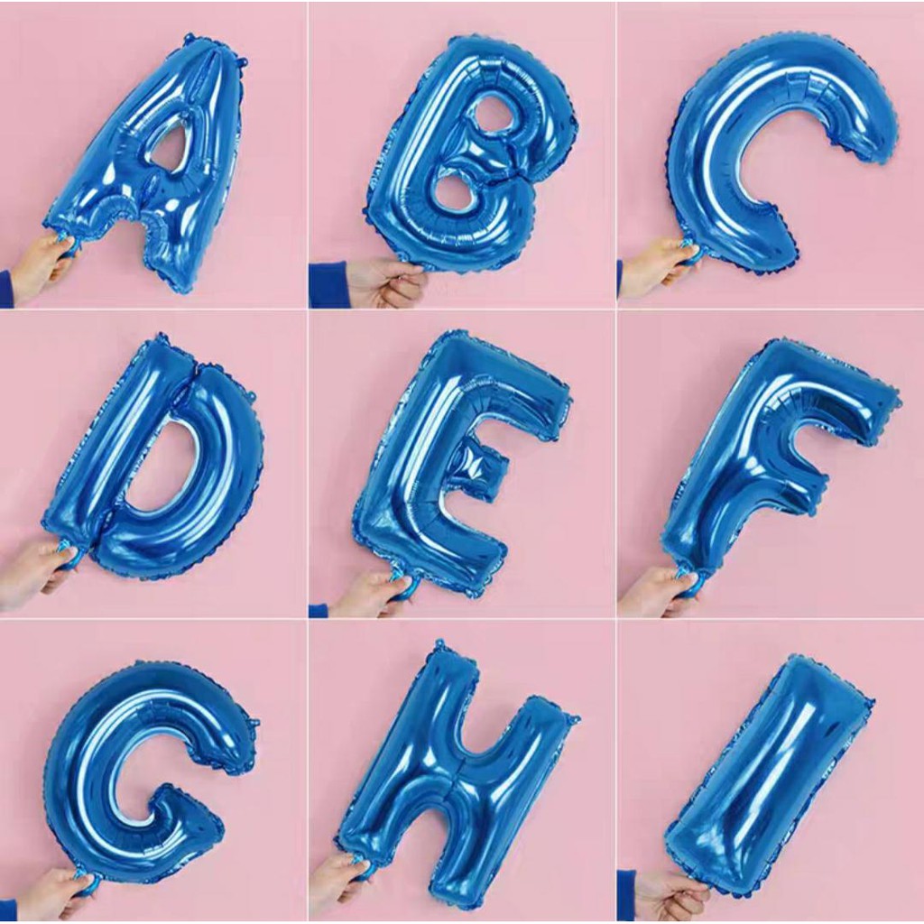 Jual BALON HURUF BIRU POLOS 40CM / BALON FOIL HURUF BIRU POLOS 40CM ...