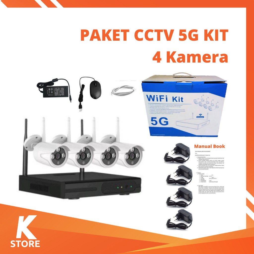 Jual PAKET CCTV Wireless 5G KIT PACKAGE 4 Kamera - Paket IP Cam Full HD ...