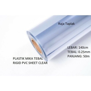Jual Plastik Mika Kaku Rigid PVC Clear Panjang 50m, Lebar 1,4m Tebal 0.25mm | Shopee Indonesia