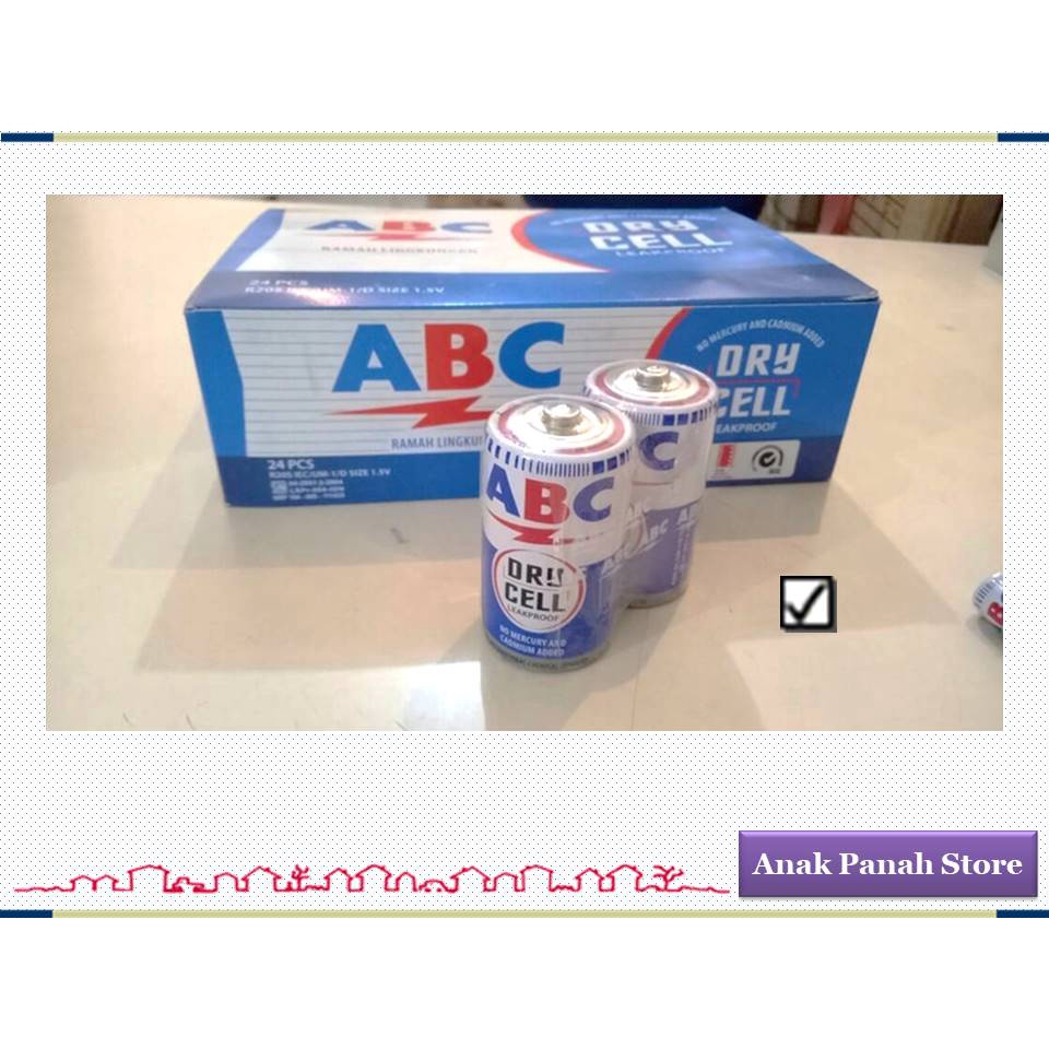 Jual Baterai Ukuran Besar R20 D Merk ABC Biru ( Isi 2 buah ) | Shopee ...