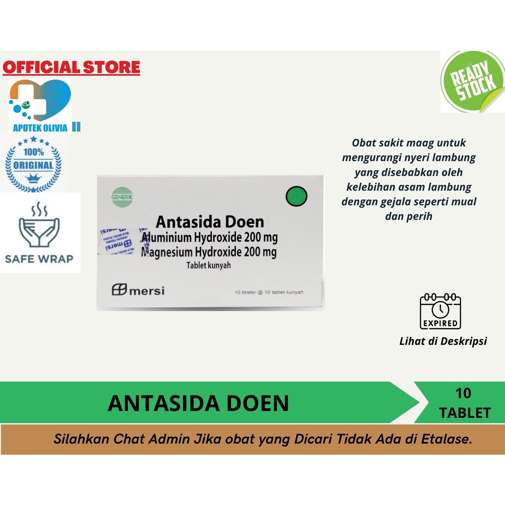 Jual Antasida Doen Tablet isi 10 tablet - Obat ulu hati, sendawa ...