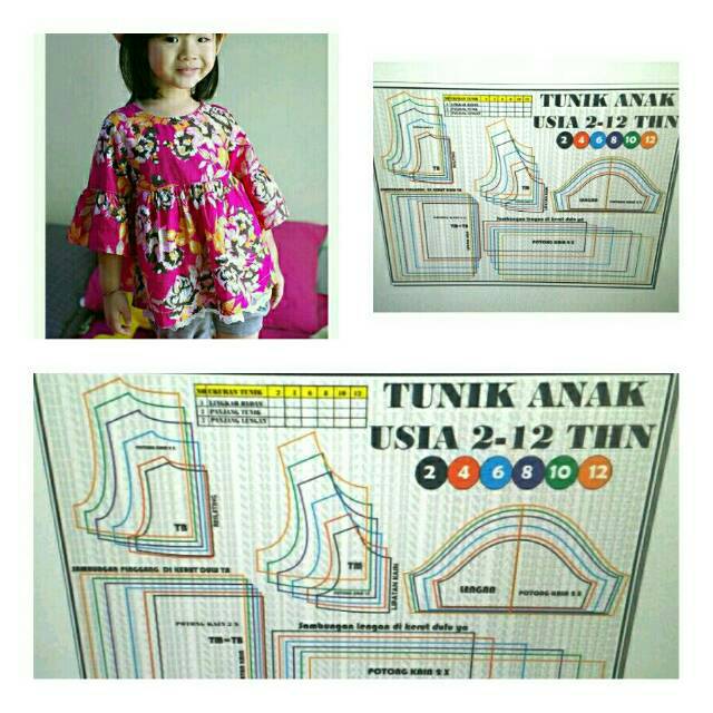 Jual pola baju pola jahit TUNIK ANAK LENGAN KERUT USIA 2-12 THN | Shopee Indonesia