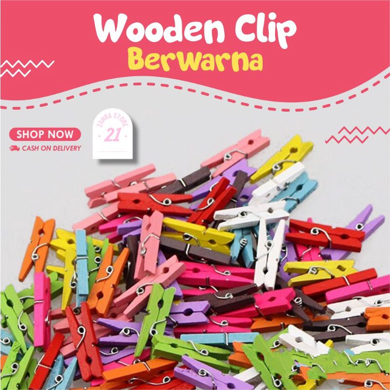 Jual [ZS21] Jepitan Kayu Berwarna | Wooden Clip Warna Warni | Jepit ...