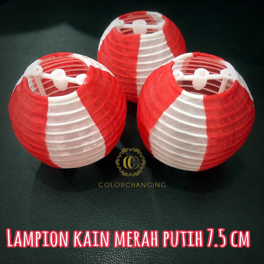 Jual lampion merah putih kain 7.5 cm dekorasi jepang HUT RI 17 agustus ...