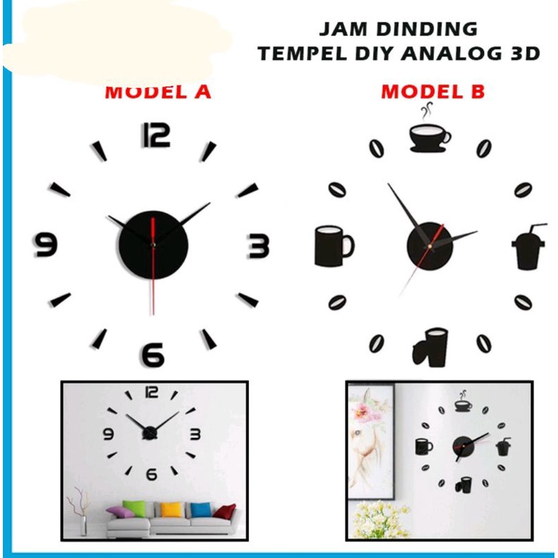 Jual Jam Dinding Tempel DIY Analog 3D / Jam Aesthetic Besar Tembok ...