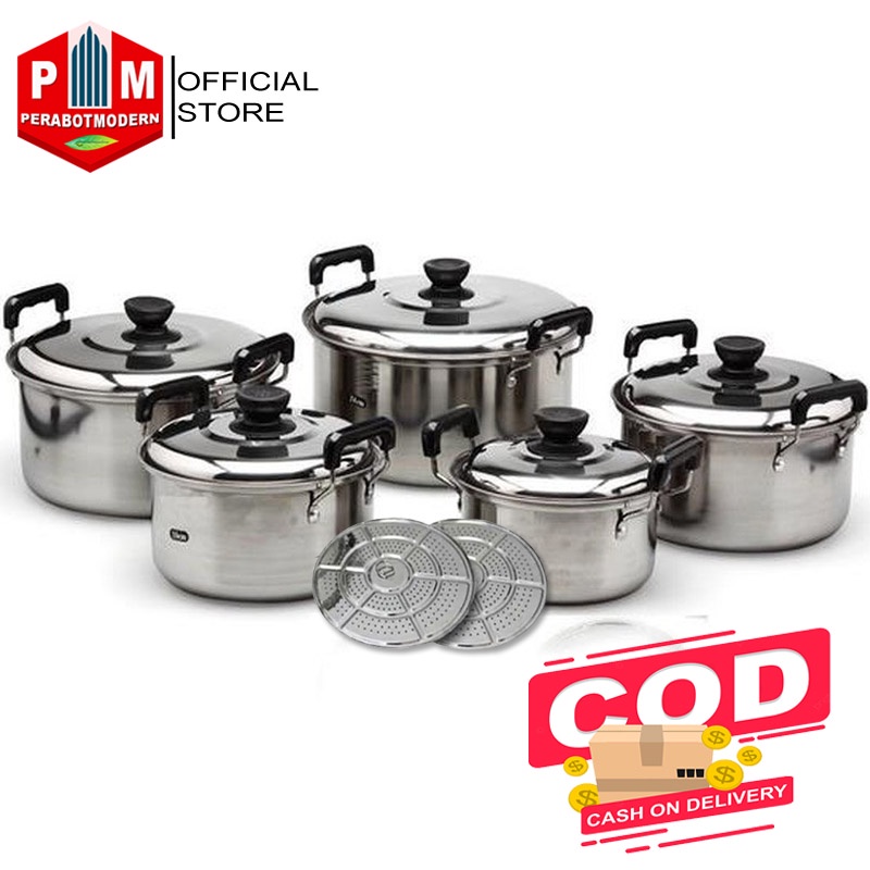 Jual Panci Stainless Steell Steamer Set 5Pcs / Alat Masak Dapur Panci ...