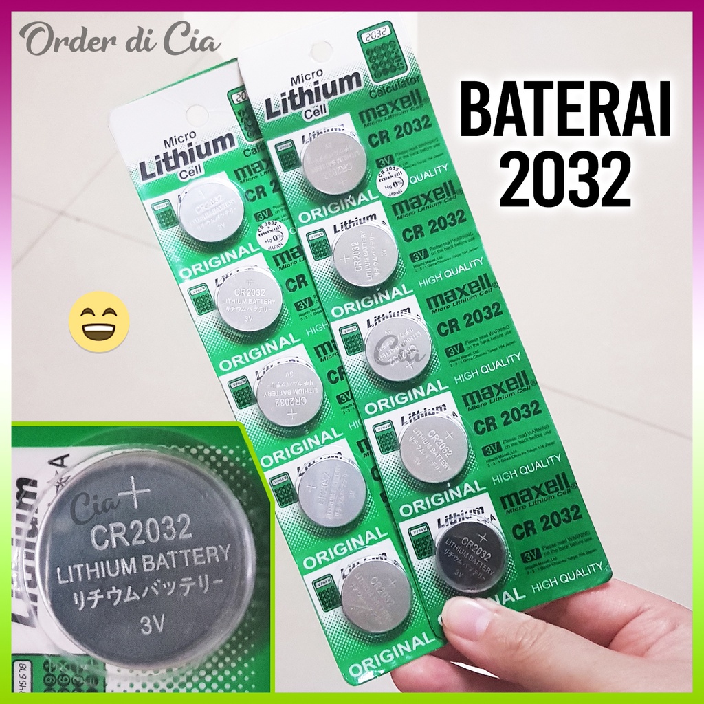 Jual Baterai Jam Tangan 2032 Batre Kancing Koin Bulat Battery Lithium CR2032 Batrai Timbangan ...
