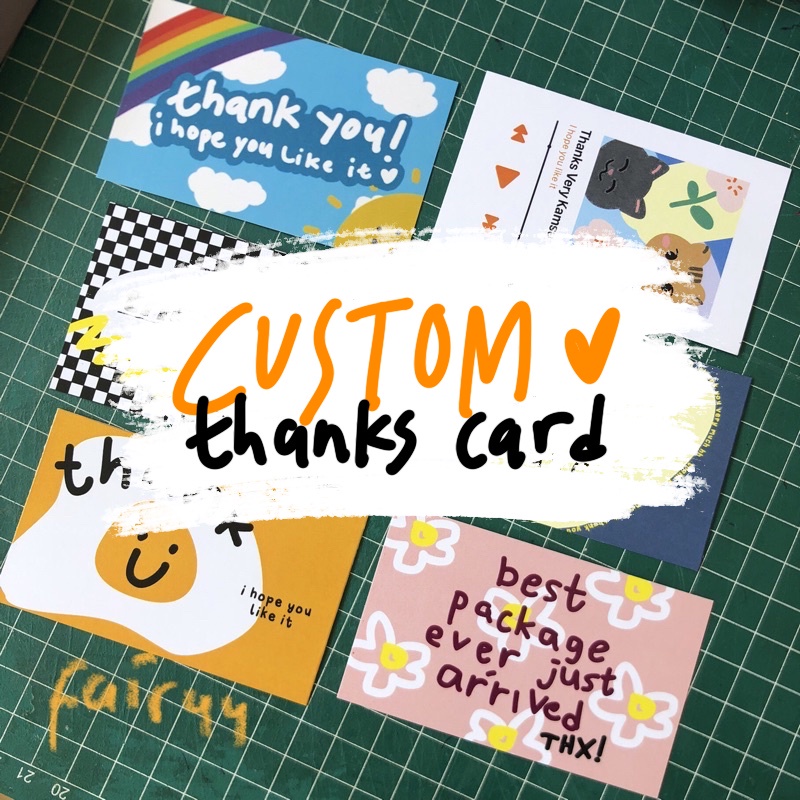 Jual (NO COD) CUSTOM CUTE THANKS CARD / FREEBIES CARD | Shopee Indonesia