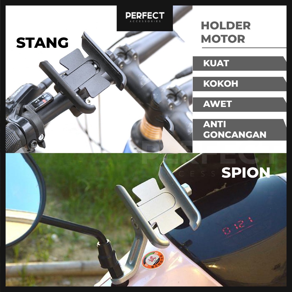 Jual PHONE HOLDER HP Motor Handphone Spion Stang Sepeda Stand Bracket original | Shopee Indonesia