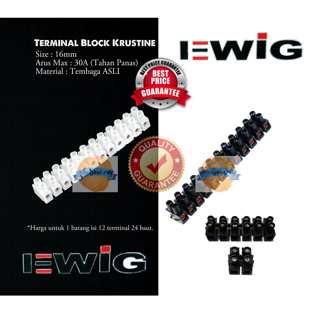 Jual Terminal Krustin 16mm 30A EWIG Terminal Klustin 16mm (Putih/Hitam ...