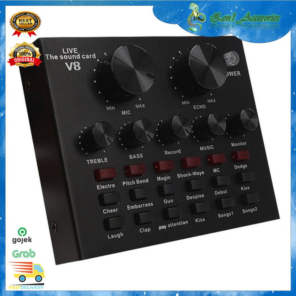 Jual {ZEN1} BLUETOOTH AUDIO USB EXTERNAL SOUNDCARD V8S LIVE BROADCAST - SOUND CARD V8 S - MIXER ...