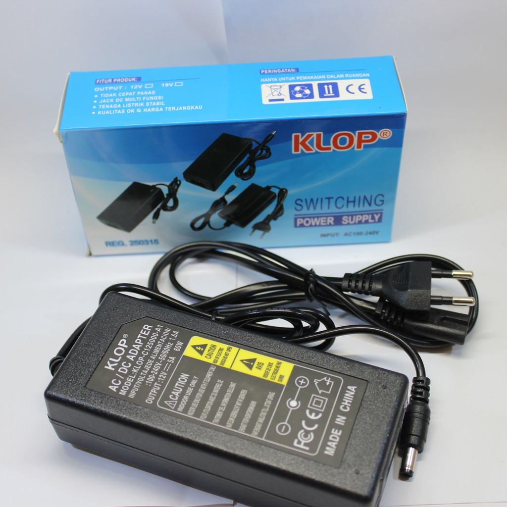 Jual Adaptor 12V 5A KLOP Indonesia|Shopee Indonesia