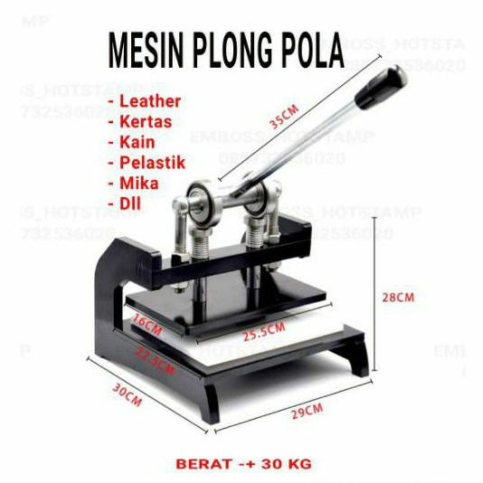 Jual mesin plong alat press potong pola bahan kulit kertas dan kain ...