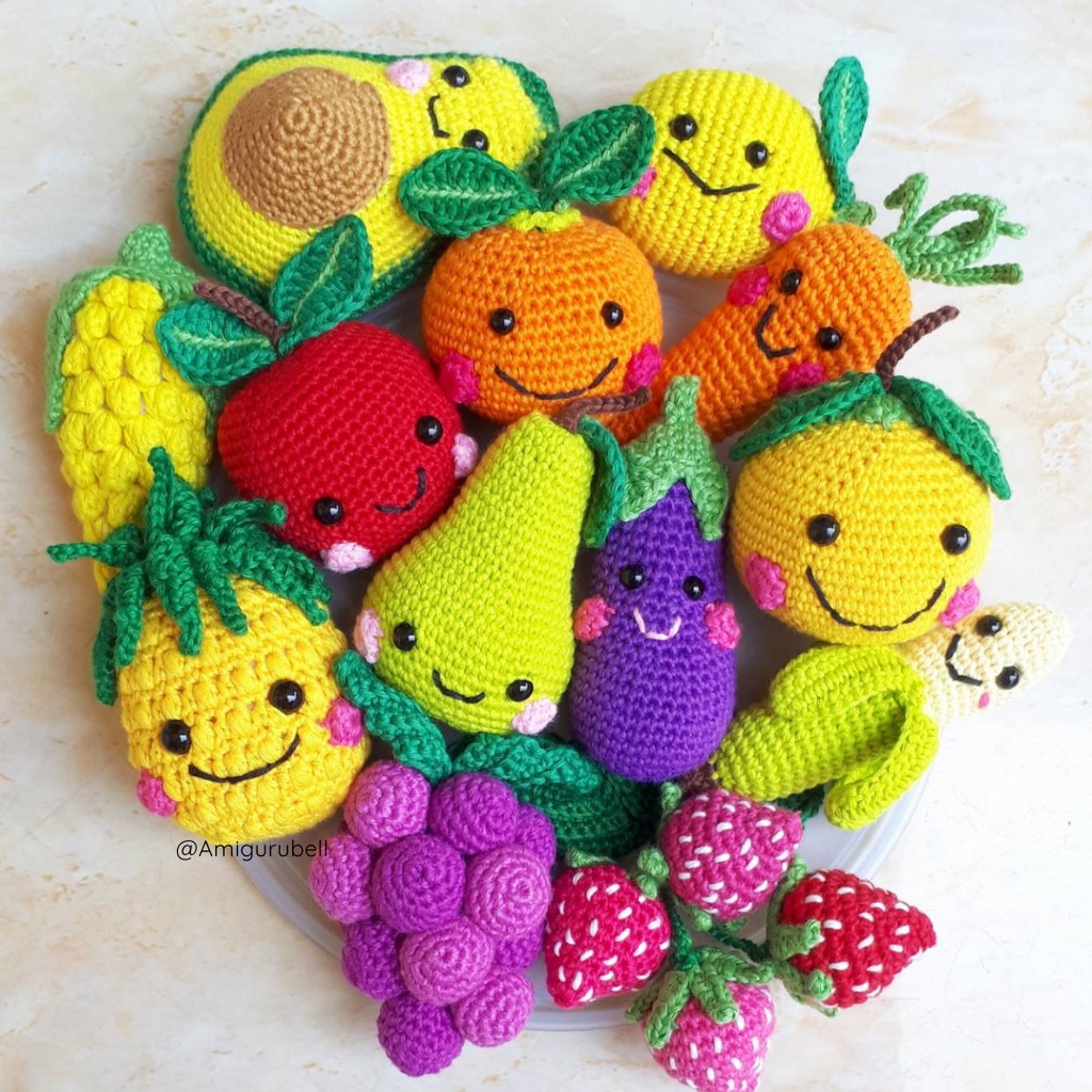 Jual Gantungan Kunci/Tempelan Kulkas Boneka Rajut Buah-buahan (amigurumi) | Shopee Indonesia