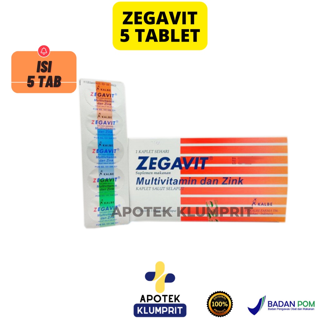Jual ZEGAVIT / 5 TABLET / STRIP / ZEGA VIT / VITAMIN C / VITAMIN B ...