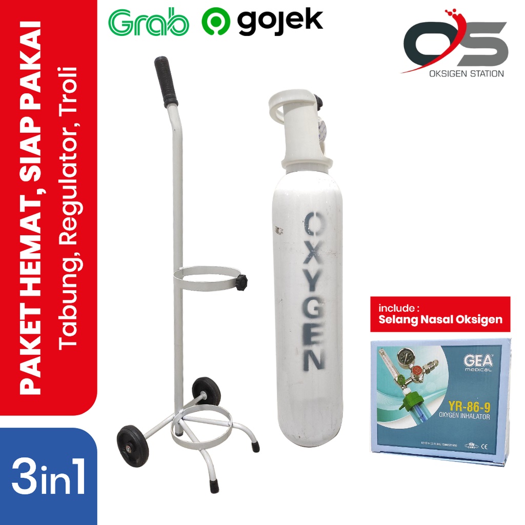 Jual Tabung Oksigen Siap Pakai / Tabung Oksigen + Isi 1m3, Regulator ...