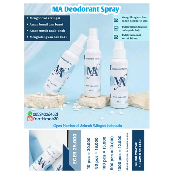 Jual 100 BOTOL MA DEODORANT SPRAY (HARGA MITRA) | Shopee Indonesia