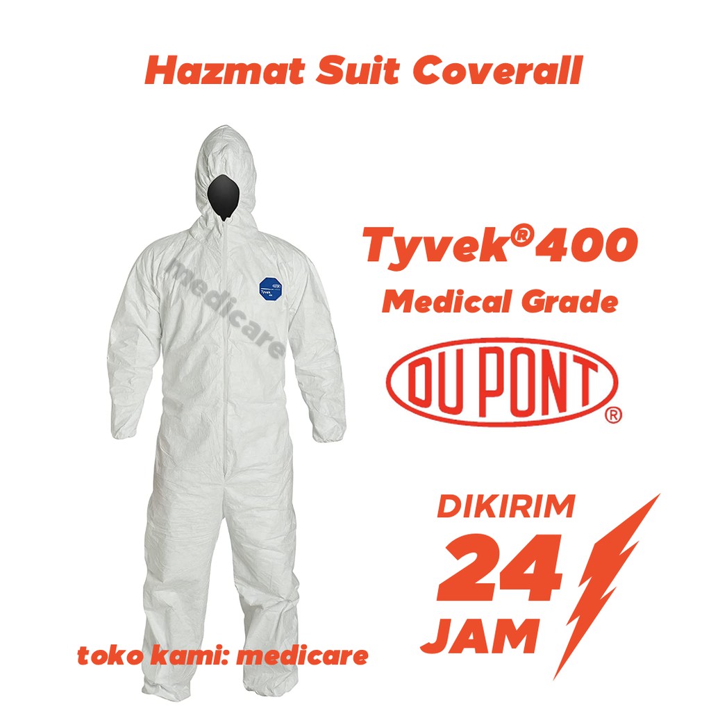 Jual Tyvek Dupont Hazmat Suit Baju Safety Coverall Protective Suit T400 ...