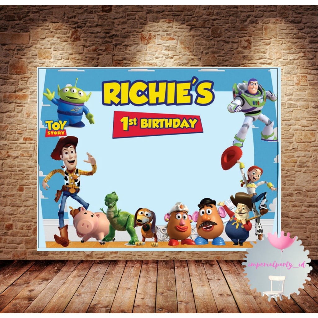 Jual Custom Happy Birthday Backdrop Banner Spanduk Toy Story Woody Buzz ...