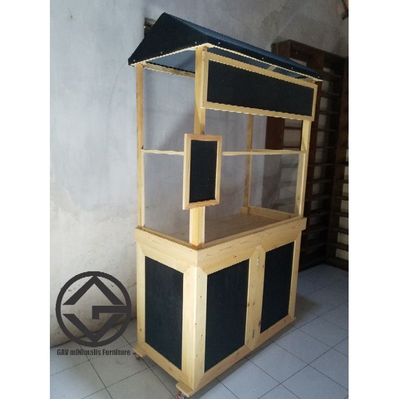 Jual Etalase Booth Gerobak Portable Kayu Jati Belanda Bisa Bongkar ...