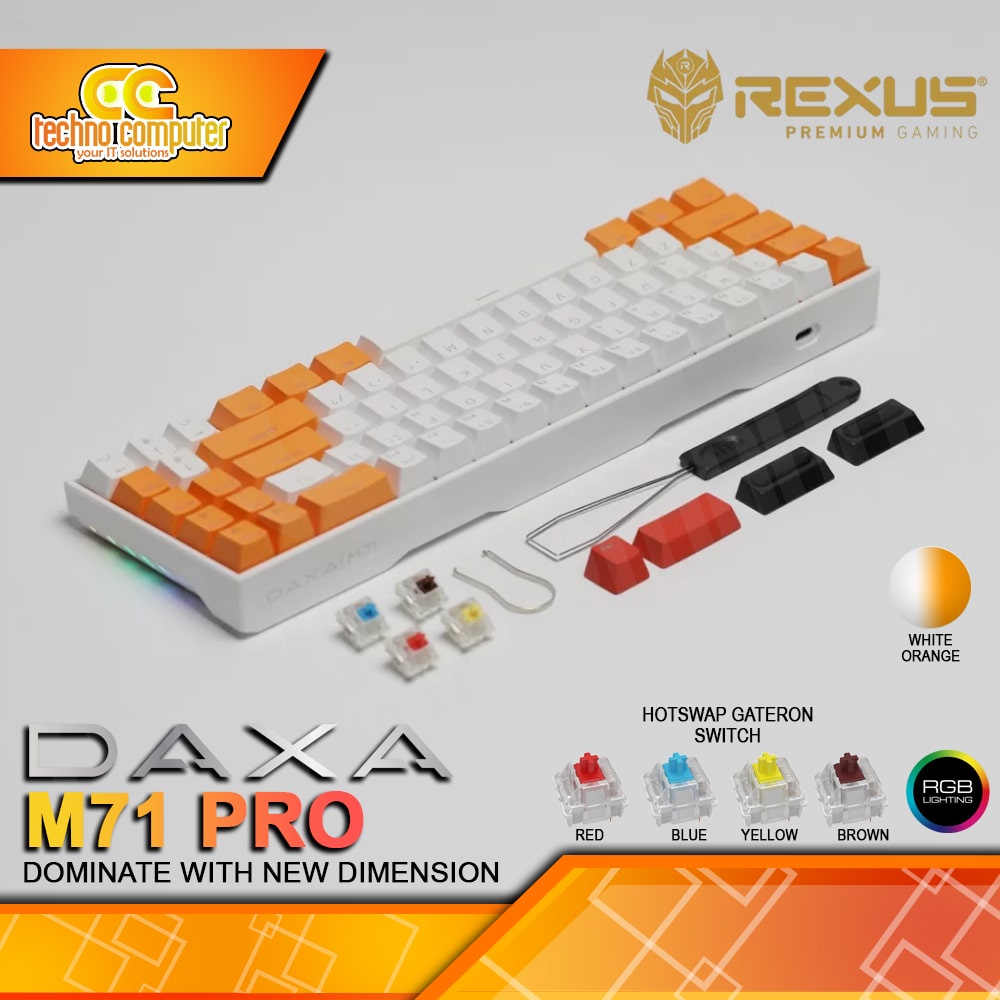 Jual REXUS DAXA M71 PRO Orange/White Wireless Mechanical RGB - Gaming ...