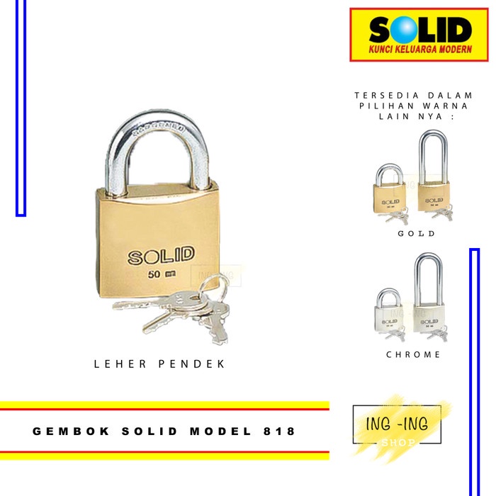 Jual Gembok Pagar SOLID 818 30 MM Leher Pendek / Gembok Rumah 30mm ...