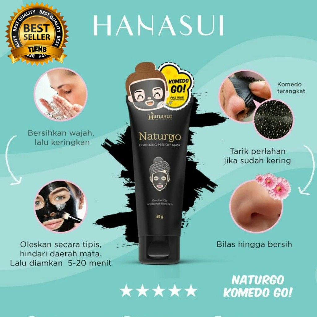 Jual (INEED) (TUBE 60gr) HANASUI NATURGO MASK TUBE / Naturgo black tube ...