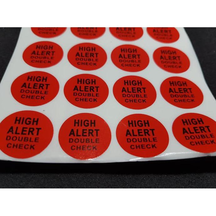 Jual STIKER HIGH ALERT DOUBLE CHECKED BULAT WARNA MERAH DIA 10/15/20 MM ...