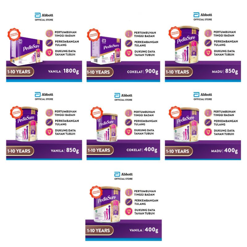 Jual Pediasure Tripelsure Coklat 400gr 900gr & Madu 400gr 850gr & Vanila 400gr 850Gr 1800gt ...