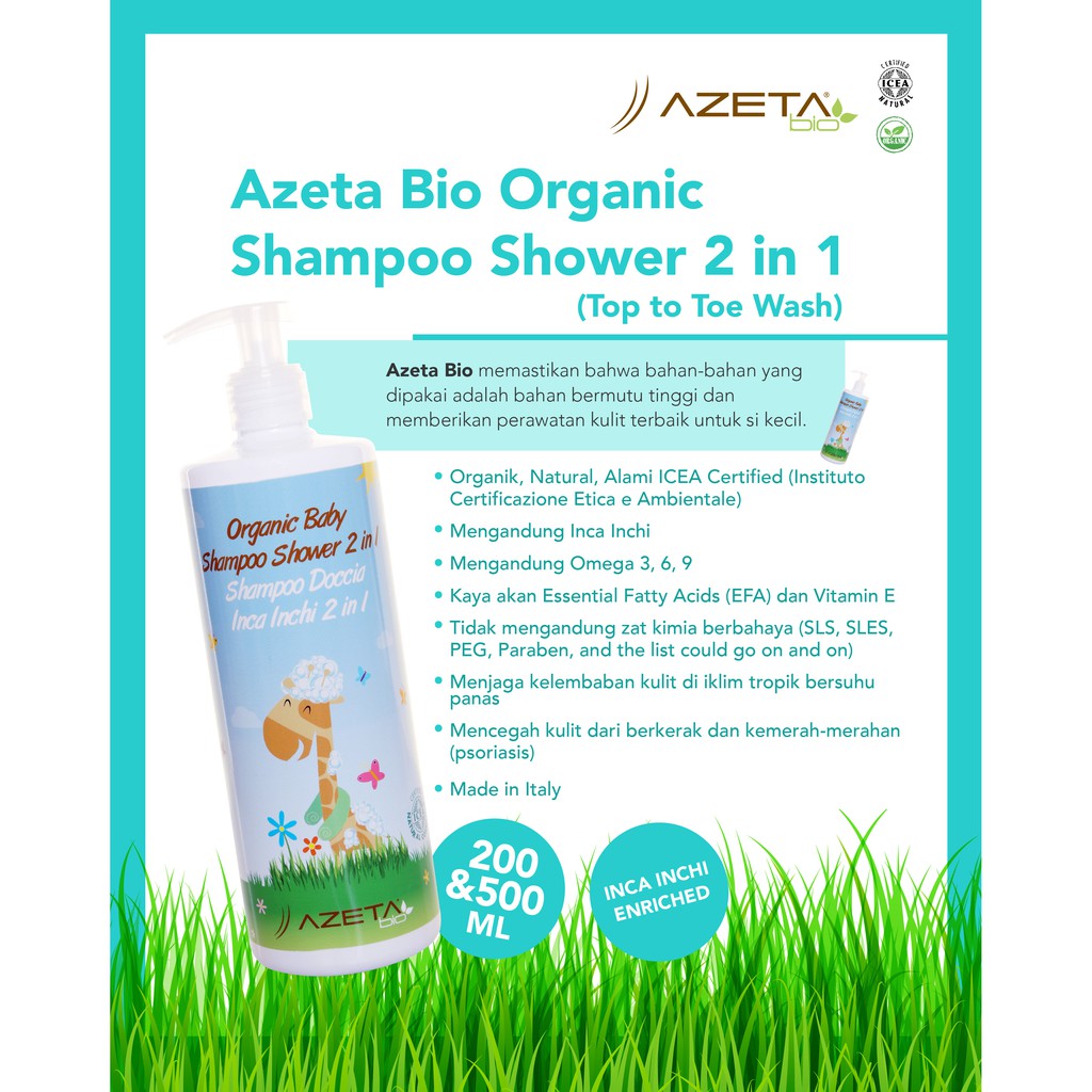 Jual Azeta Bio Organic Baby Shampoo Shower 2 in 1 200ml &500ml ...