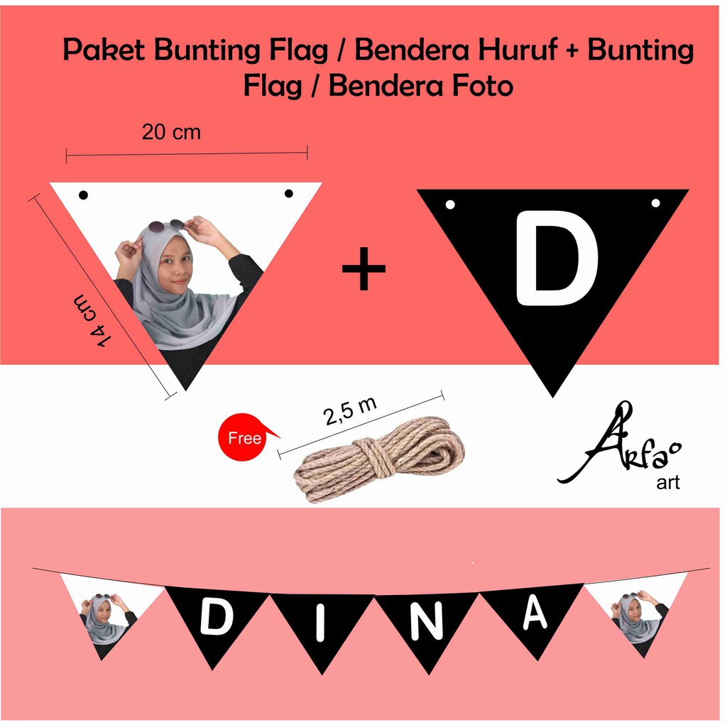 Jual Bunting Flag / Banner Flag Foto dan Huruf / Bendera Ulang Tahun ...