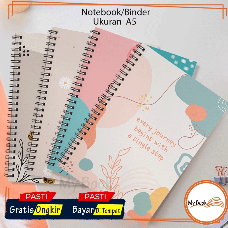 Jual Notebook Spiral A5 Aesthetic 100 Halaman Tebal Kertas 80 Gsm Buku ...
