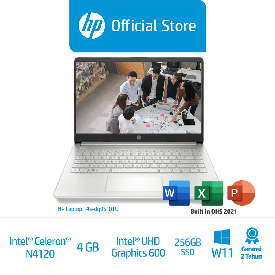 Jual HP Laptop 14s-dq0510TU celeron Celeron N4120 UMA 4GB 256GB Silver ...