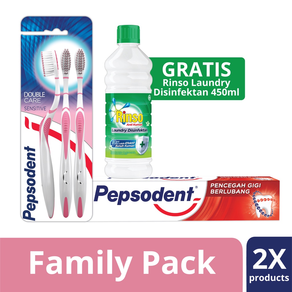 Jual Family Pack (Pepsodent Sikat Gigi Double Care Sensitive Multipack ...