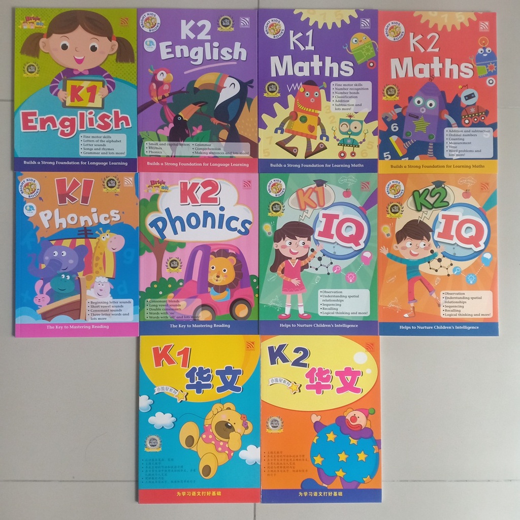 Jual BUKU BRIGHT KIDS K1 - K2 ENGLISH MATHS CHINESE IQ PHONICS ...