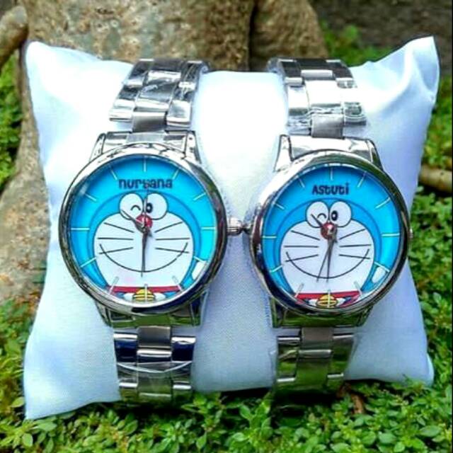 Jual Jam Tangan Couple Custom Rantai Silver Custom Doraemon Bisa ...