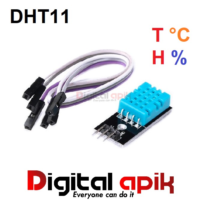 Jual Sensor DHT11 Suhu dan Kelembaban DHT 11 + Kabel Temperature ...