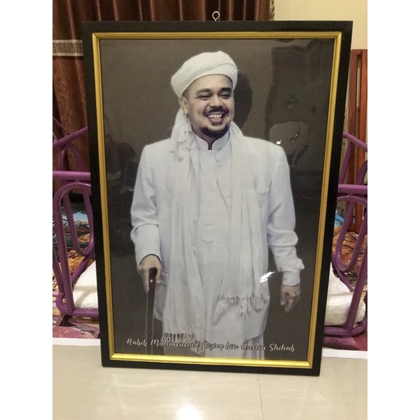 Jual Hiasan Dinding Poster Gambar Habib Rizieq Plus Bingkai ukuran 45* ...