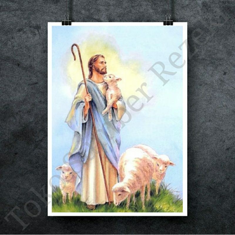 Jual Poster Yesus Gembala Domba Ladang Jesus Deer Padang Sheep A4 ...