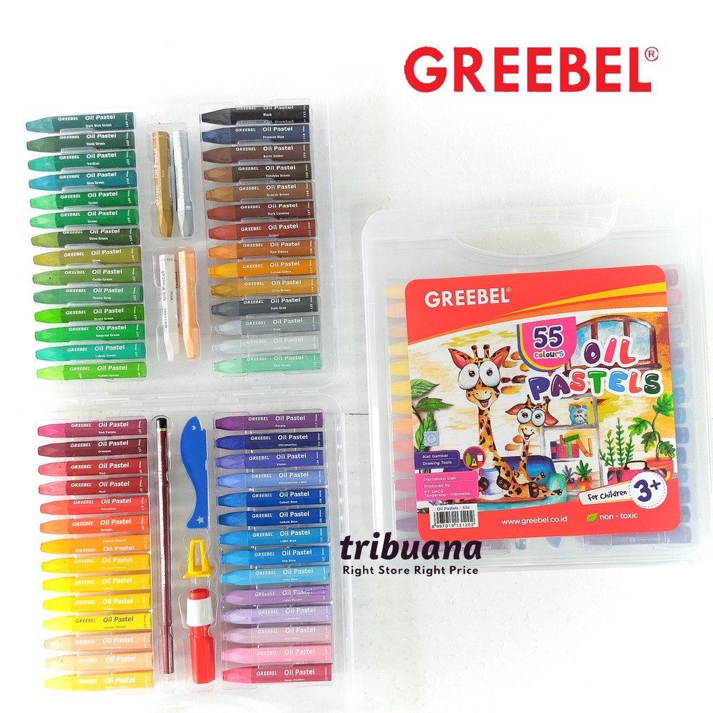 Jual Oil Pastel / Crayon GREEBEL isi 55 Warna | Shopee Indonesia