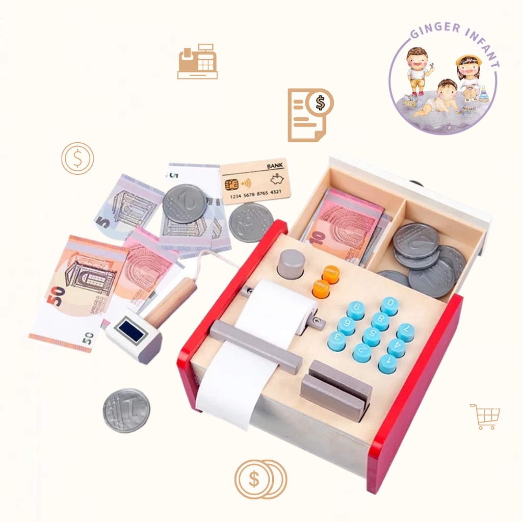 Jual Cashier Holz Kasse Mainan Eduakasi Matematika Anak Mesin Kasir ...