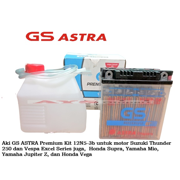Jual Aki GS ASTRA Premium Kit 12N5-3b motor Suzuki Thunder 250 Vespa ...