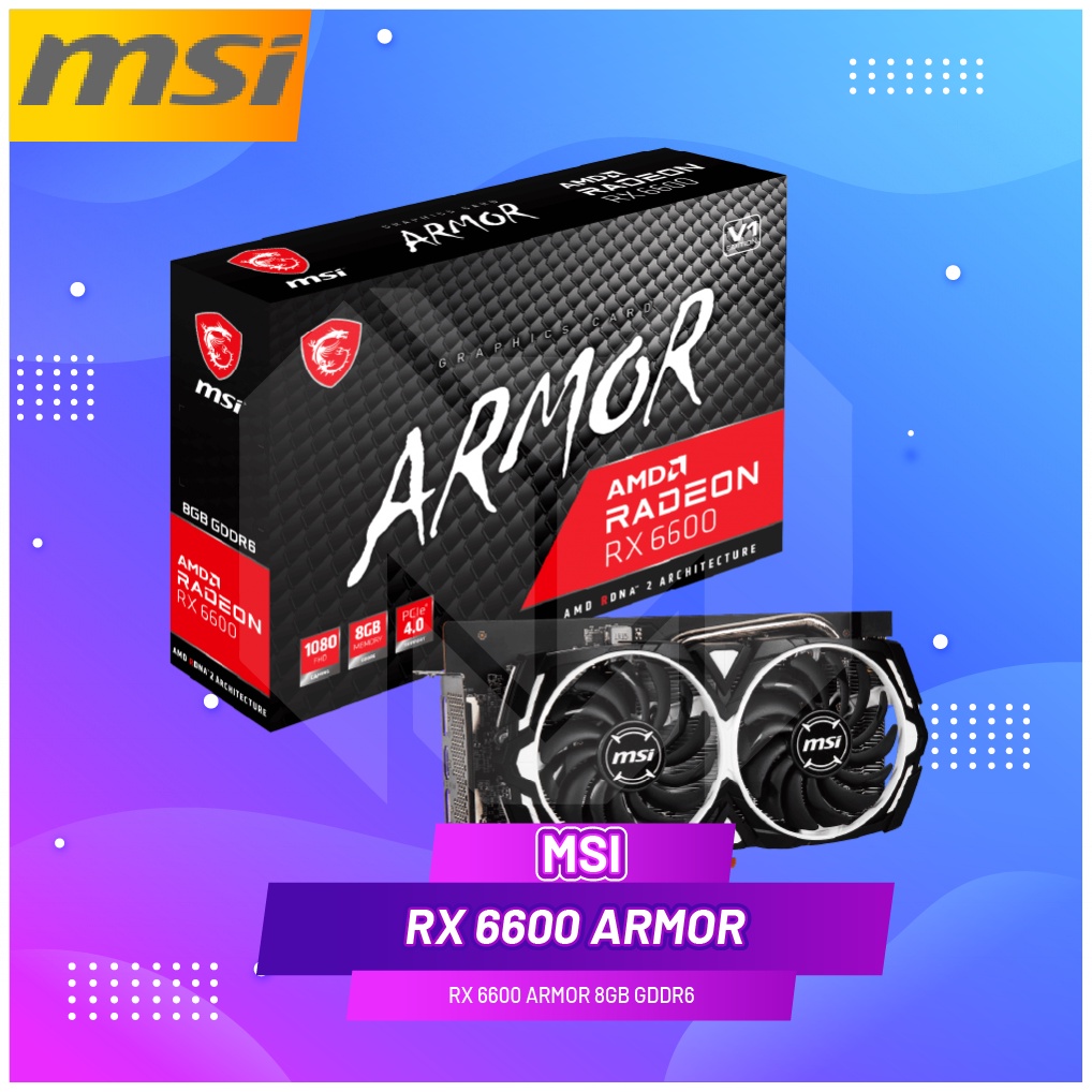 Jual MSI Radeon RX 6600 ARMOR 8GB GDDR6 - RX6600 DDR6 | Shopee Indonesia