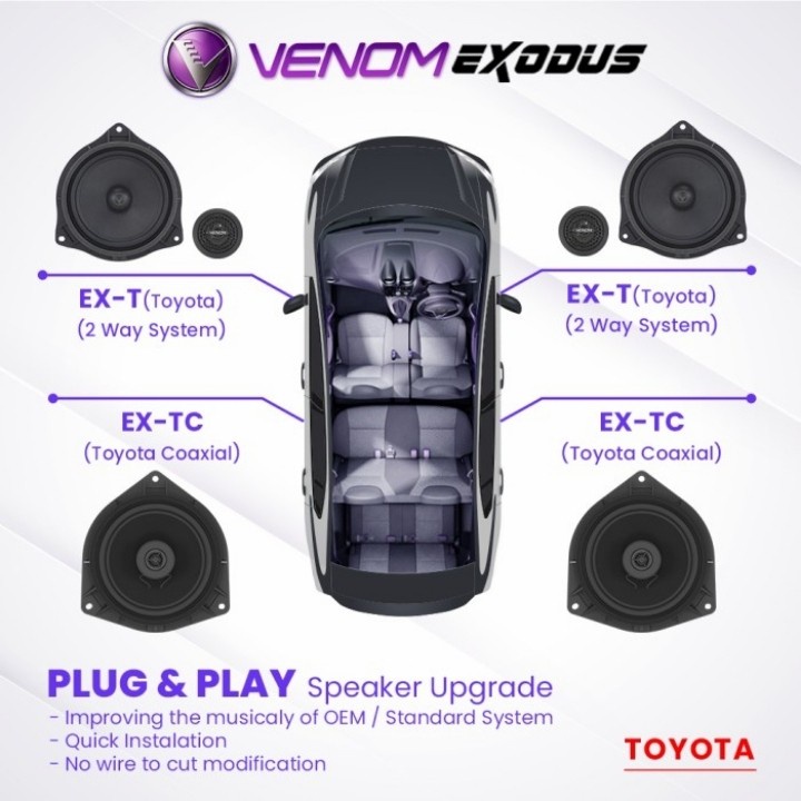 Jual Paket Speaker Venom Exodus Toyota Split 2 way EX-T & Coaxial EX-TC Resmi Venom | Shopee ...