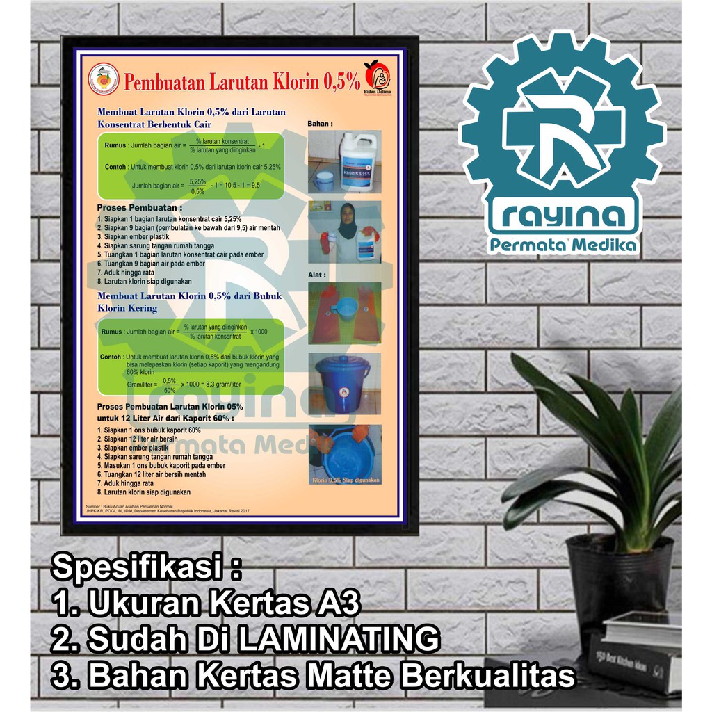 Jual Poster Pembuatan Larutan Klorin 0,5% | Shopee Indonesia